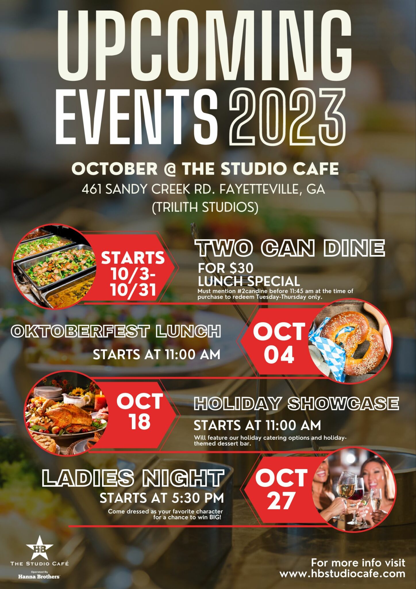Complete Menu Pricing - The Studio Cafe - Operated by Hanna Brothers